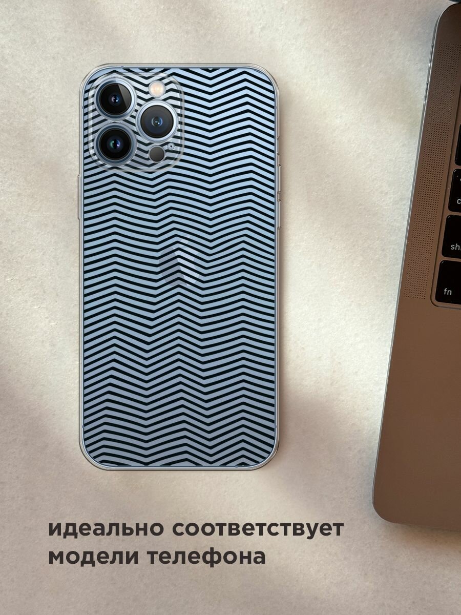 Чехол на Apple iPhone 13 Pro Max / Айфон 13 Про Макс с принтом "Зрительный обман черный", прозрачный — фото 1