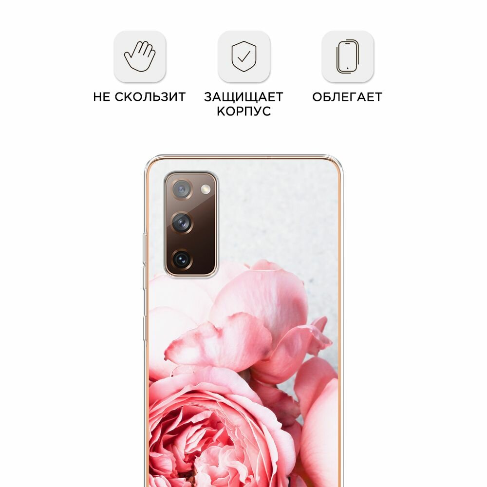 Чехол на Samsung Galaxy S20 FE / Самсунг Галакси S20 FE с принтом "Пионы на белом" — фото 1