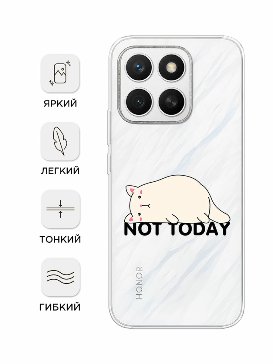 Чехол на Honor X8c / Хонор X8c с принтом "Cat not today", прозрачный — фото 1
