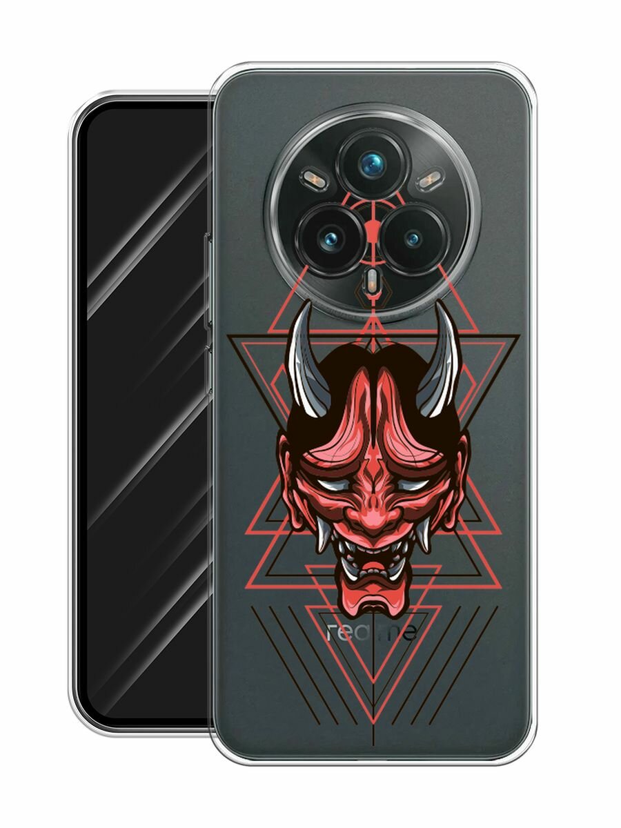 Чехол на Realme 14 Pro / Реалми 14 Про с принтом Hanya Oni mask, прозрачный — фото 1