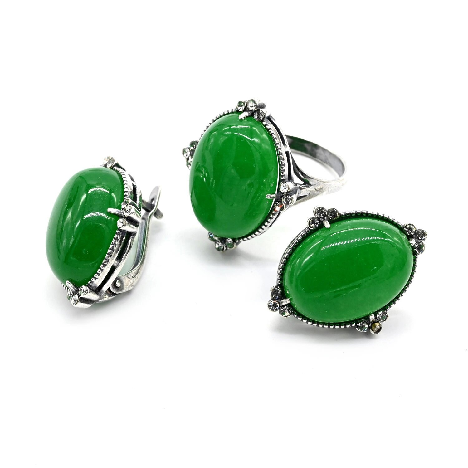 Серьги, хризопраз