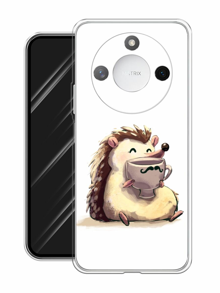Чехол на Honor X9c Smart / Хонор X9c Смарт с принтом "Еж кофеман" — фото 1