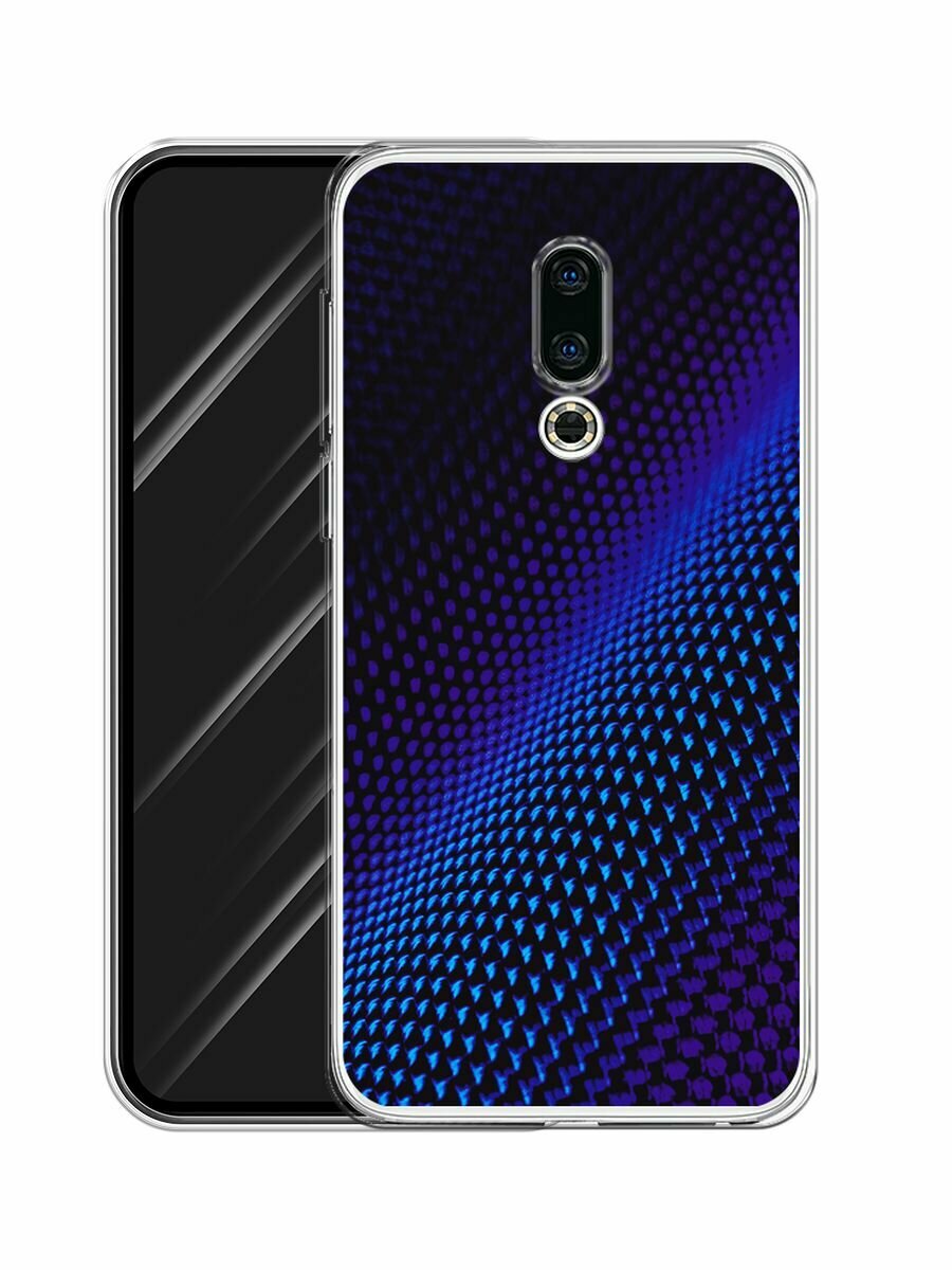 Силиконовый чехол на Meizu 16th / Мейзу 16th с принтом "Синий карбон" — фото 1
