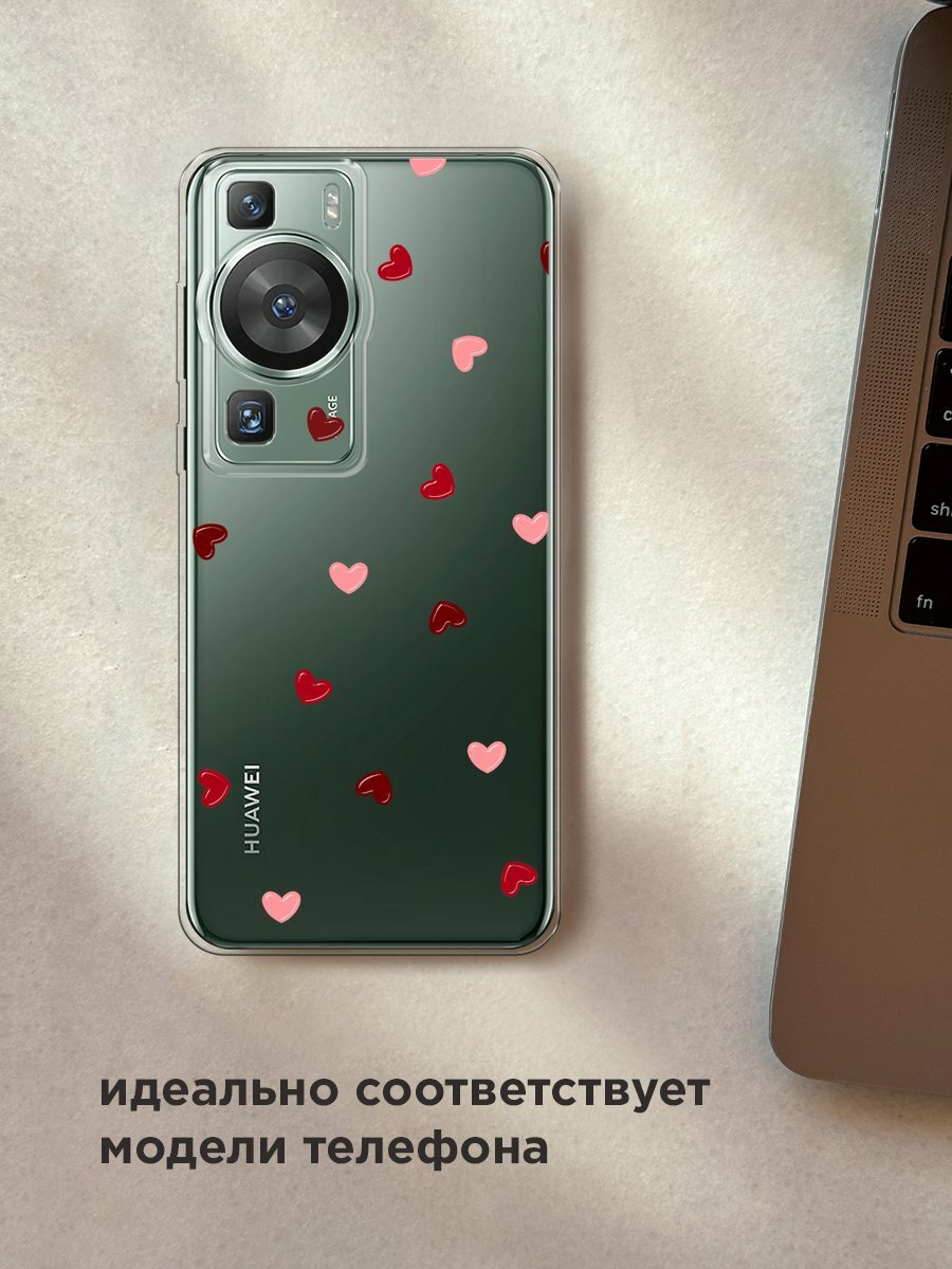 Чехол на Huawei P60/P60 Pro / Хуавей P60/P60 Про с принтом "Бордовые сердечки 2" — фото 1