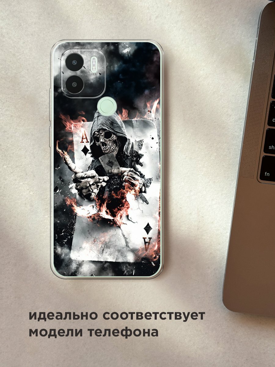 Чехол на Xiaomi Redmi A1+/Redmi A2+/Poco C51/C50 / Редми A1+ с принтом "Карты черепа в капюшоне" — фото 1