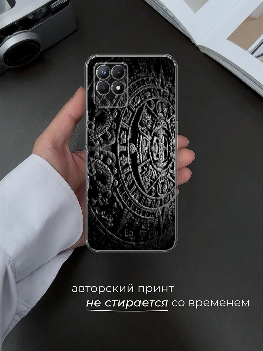 Силиконовый чехол на Realme 8i / Реалми 8i с принтом "Узоры ацтеков 3" — фото 1