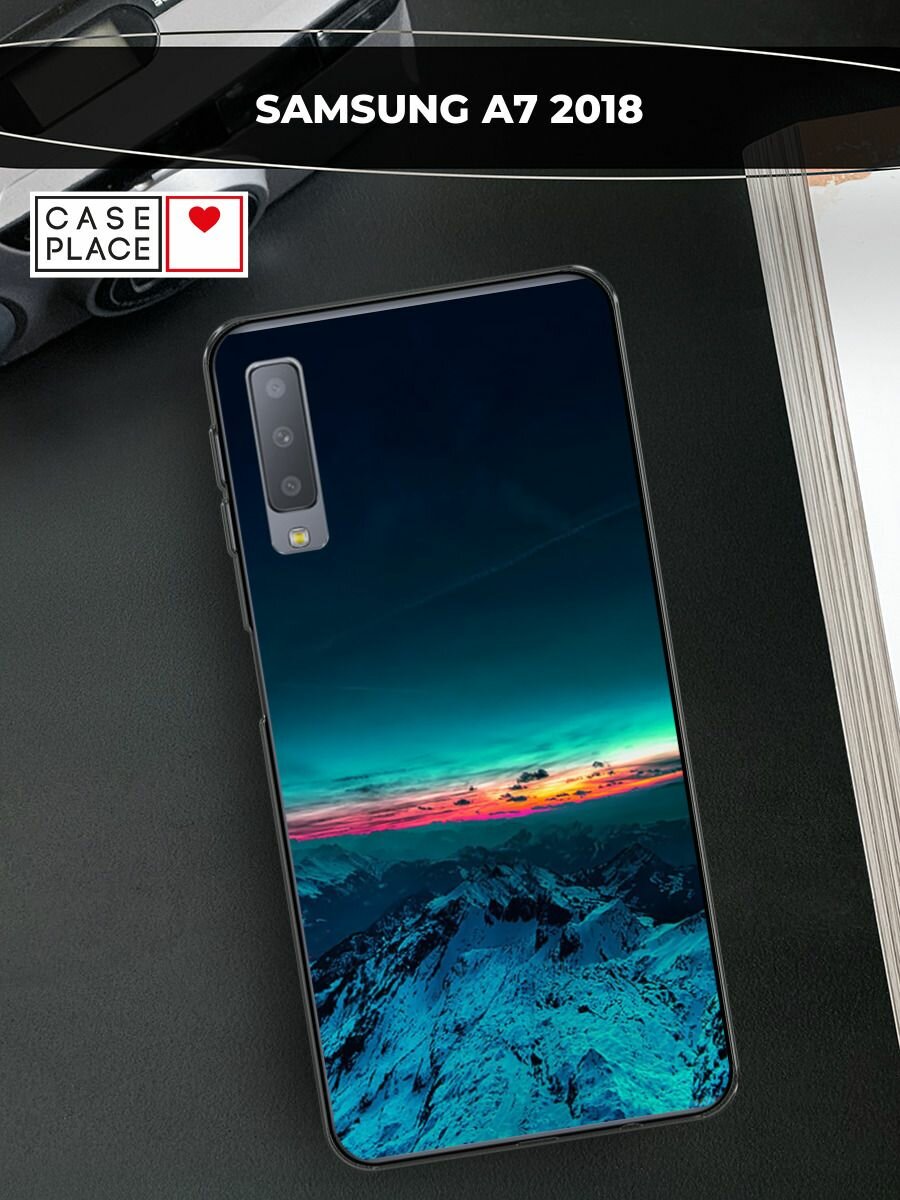 Чехол на Samsung Galaxy A7 2018 / Самсунг Галакси А7 2018 с принтом "Закат в горах"