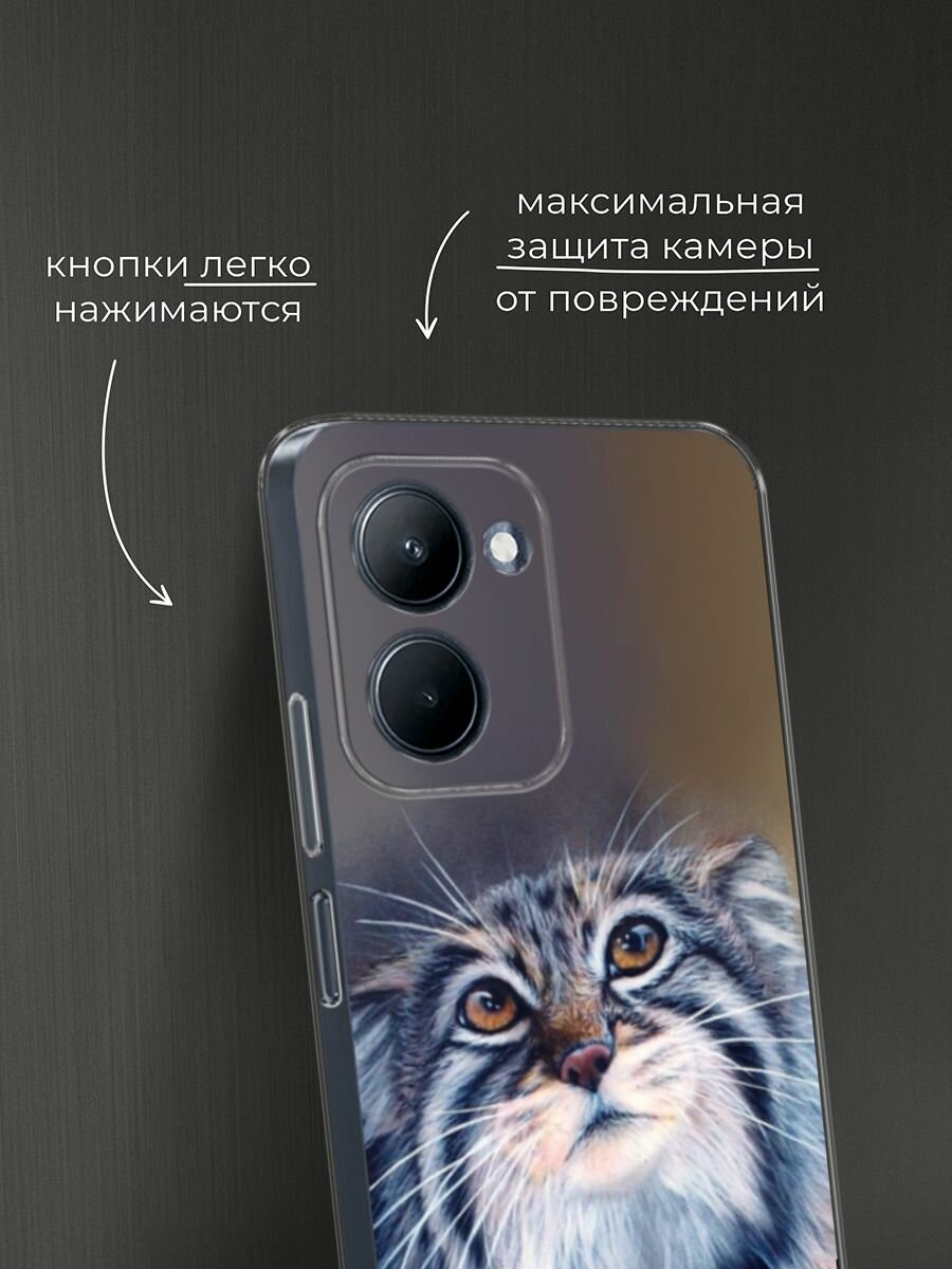 Силиконовый чехол на Realme C33 / Реалми С33 с принтом "Кот манул 2" — фото 1