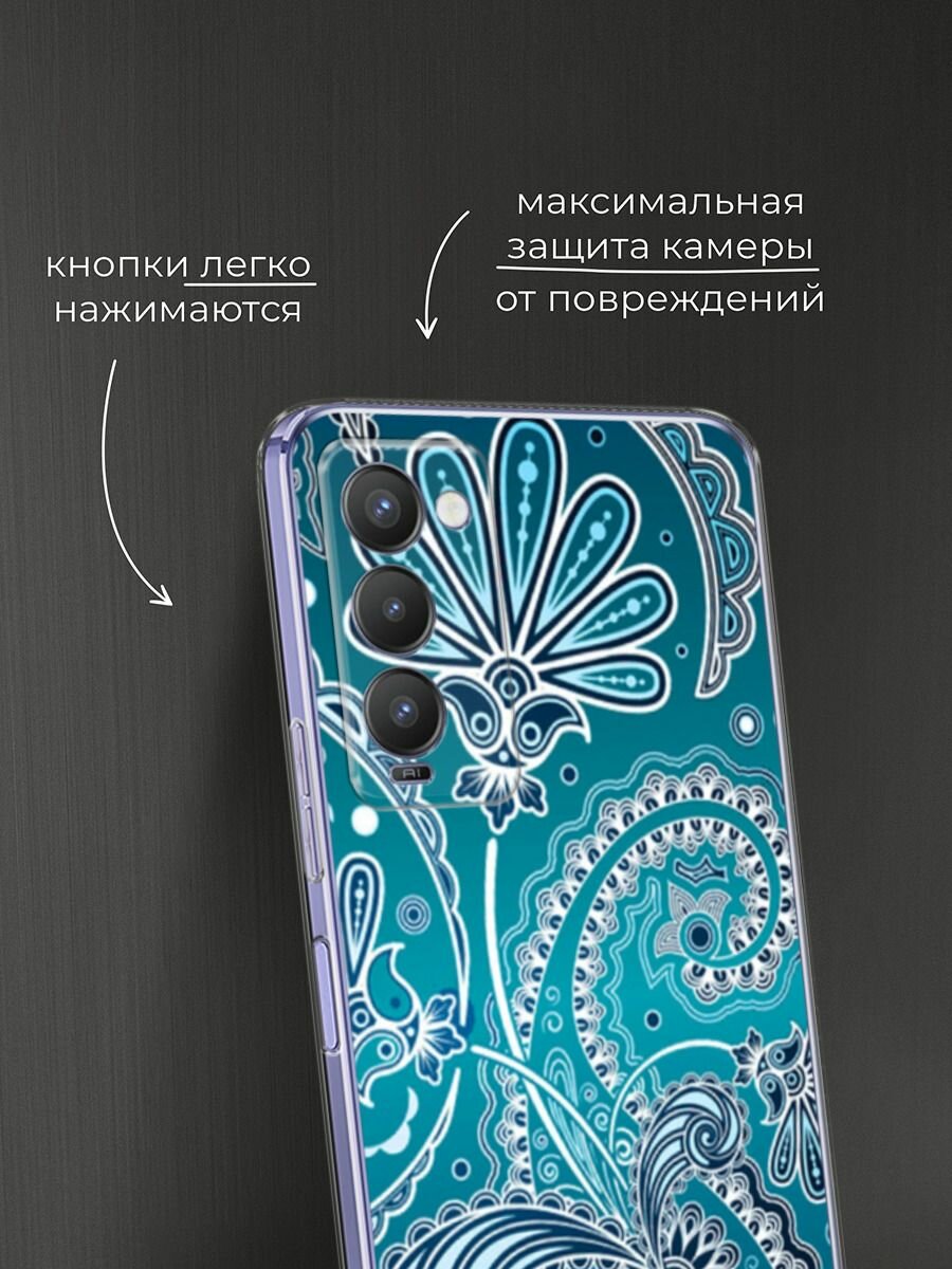 Чехол на Tecno Camon 18/18T / Текно Камон 18/18T с принтом "Узоры на синем" — фото 1
