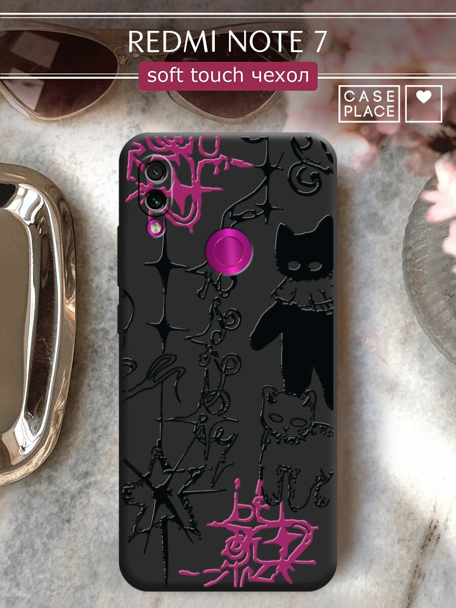 Чехол на Xiaomi Redmi Note 7 / Редми Нот 7 с принтом "Готические котики 2"