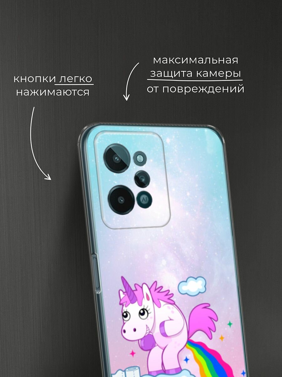 Чехол на Realme C31 / Реалми C31 с принтом "Единорог какает" — фото 1