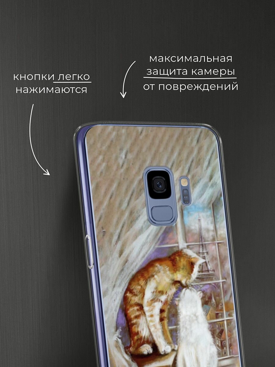 Чехол на Samsung Galaxy S9 / Самсунг Галакси С9 с принтом "Влюбленные котики 1" — фото 1