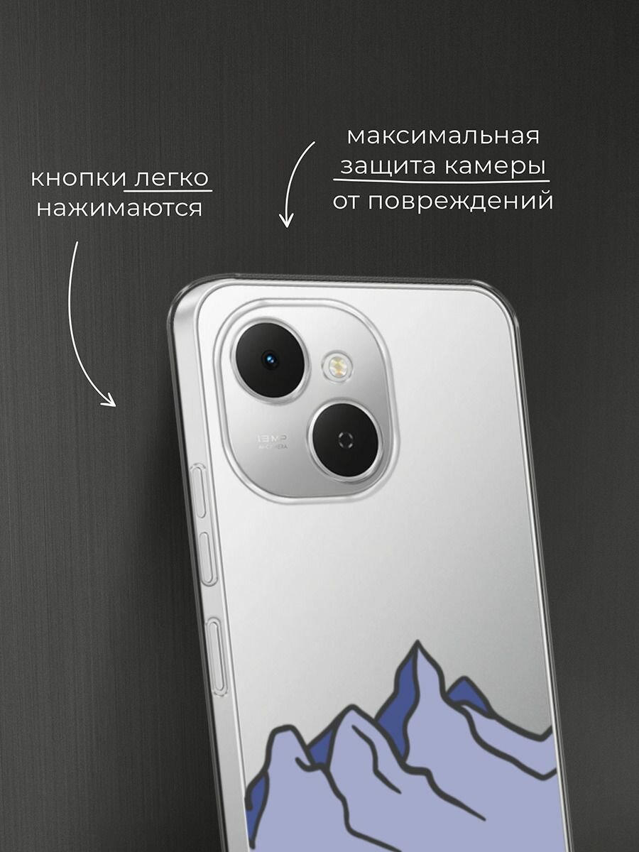 Чехол на Tecno Spark 40C / Текно Спарк 40C с принтом "Гора", прозрачный — фото 1