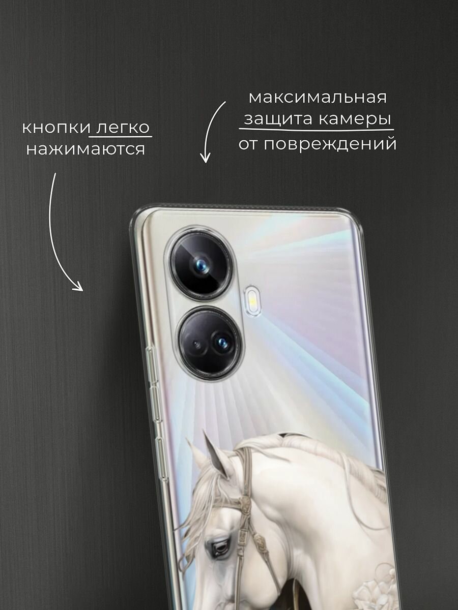 Чехол на Realme 10 Pro+ / Реалми 10 Про+ с принтом "Благородный конь 3" — фото 1