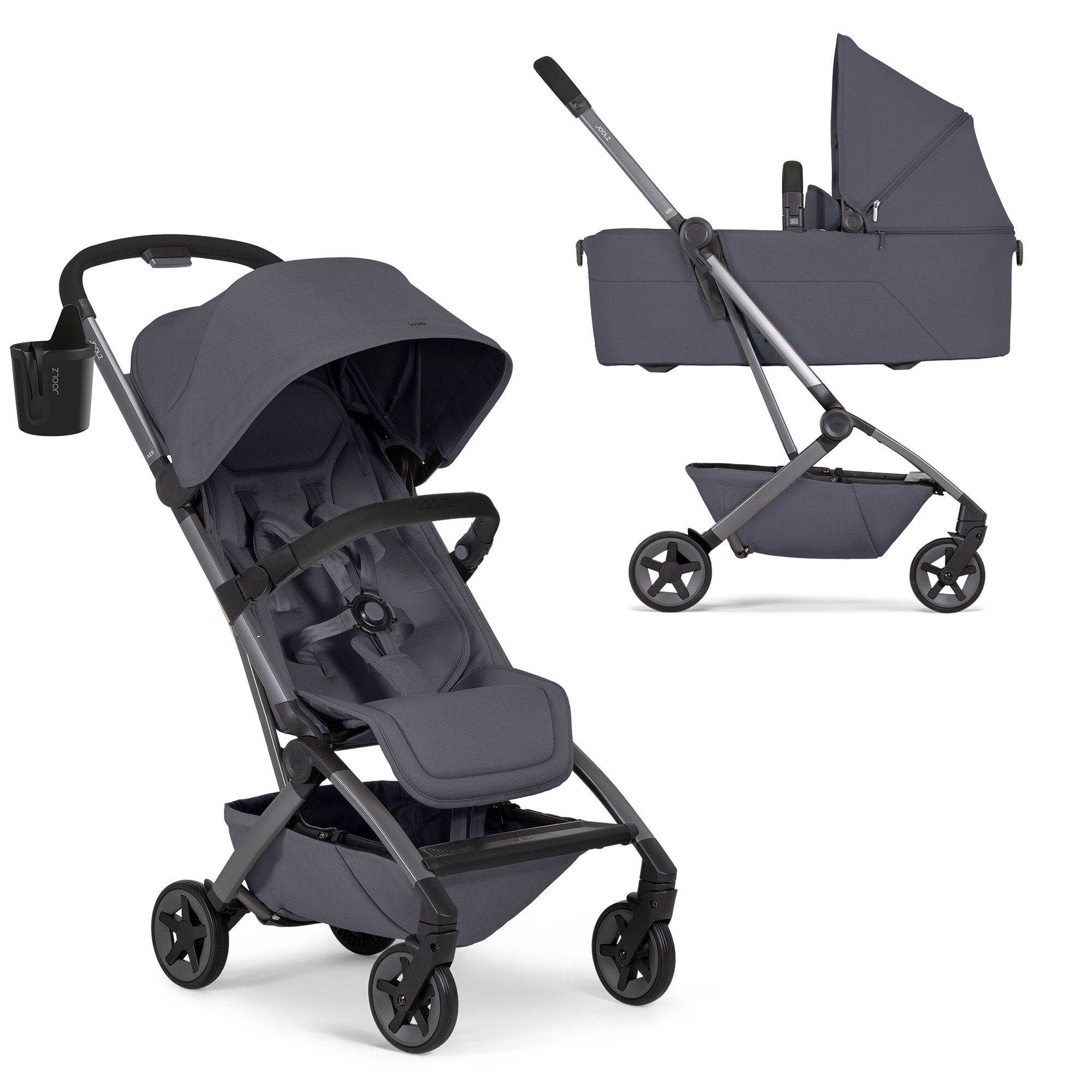 Детская коляска 2в1 Joolz Aer 2, цвет Stone Grey SE (Графитовый), артикул производителя 320444 / 320054