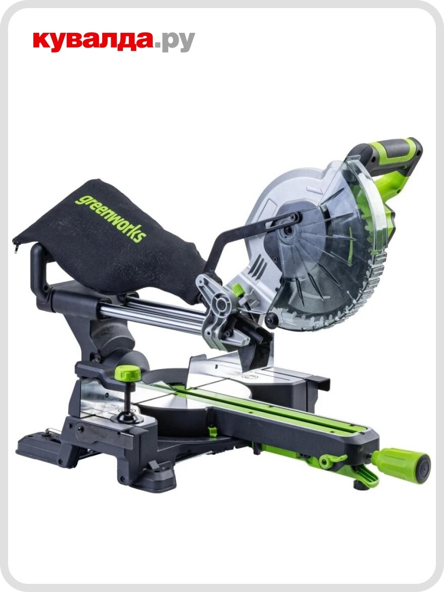 Пила торцовочная аккумуляторная GREENWORKS GD24MS216 24V, б/щ, 4800 об/мин, АКБ 5Ач и ЗУ