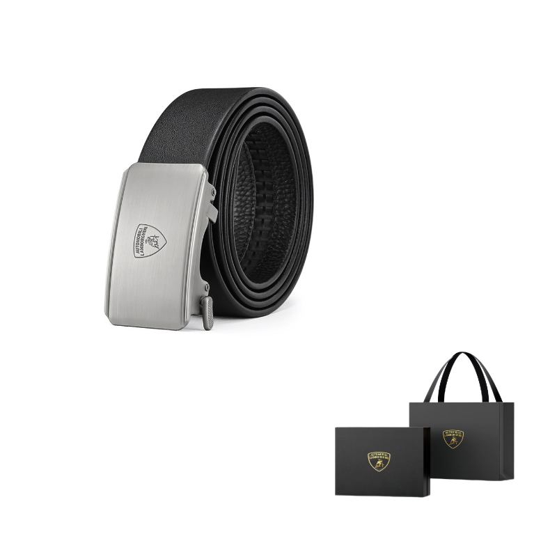 Automobili Lamborghini Cow Leather Belts Men's 3.4cm 110cm