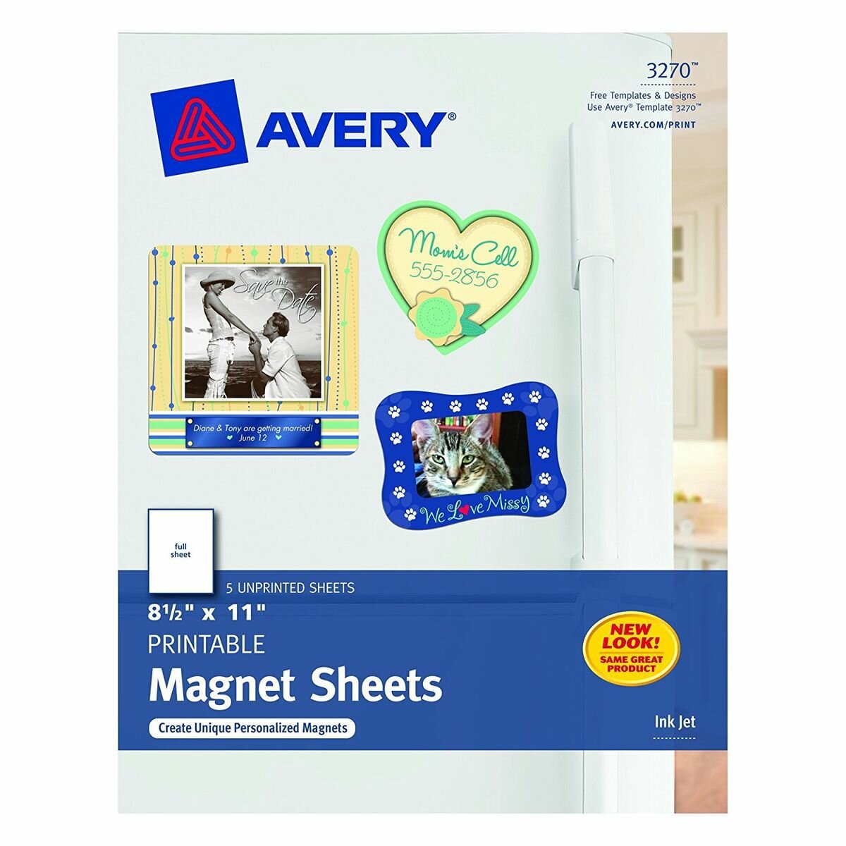 Магнитные листы Avery 3270, для печати, 8.5x11, белые, набор 5 шт.