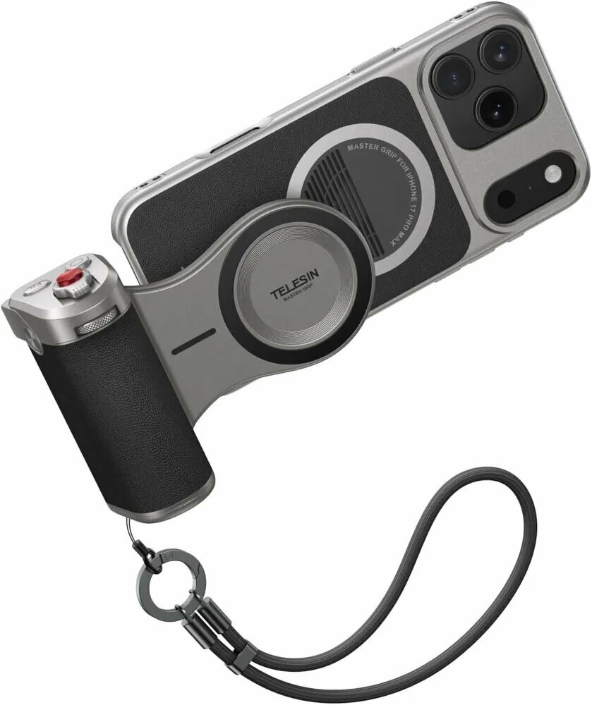 Комплект TELESIN Master Grip для iPhone 17 Pro Max, магнитный держатель камеры, стандартный комплект, защитный чехол из графена (беспроводная зарядка не входит в комплект)