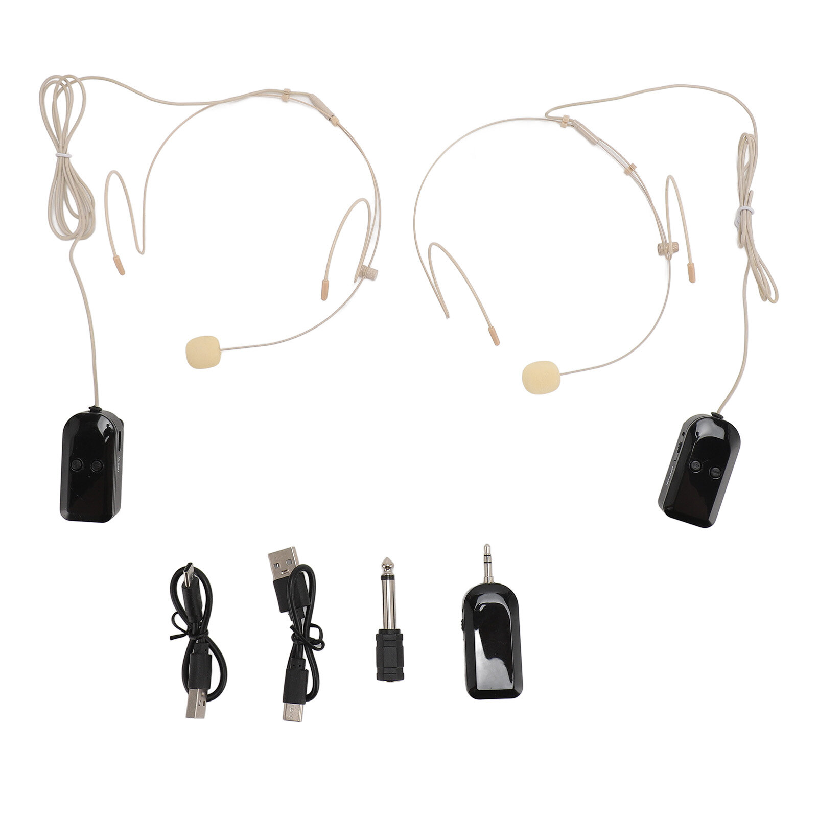 Беспроводной головной микрофон 2.4G Wireless с 2 передатчиками и 1 приемником, гарнитура с микрофоном