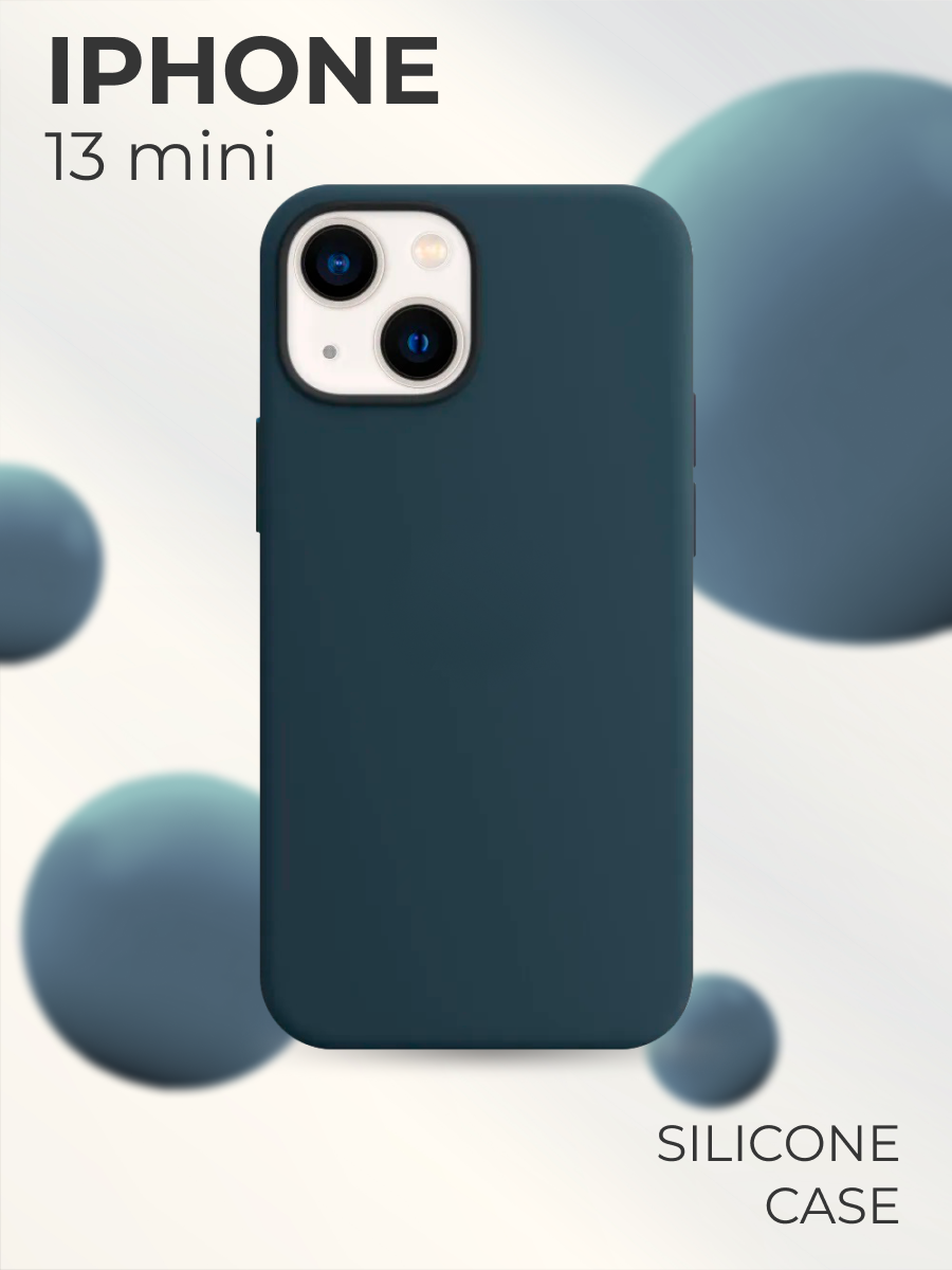 Чехол силиконовый Магсейф для iPhone 13 Mini Abyss Blue с анимацией NFC, Silicone case Магсейф для айфон 13 мини - Темно-синий
