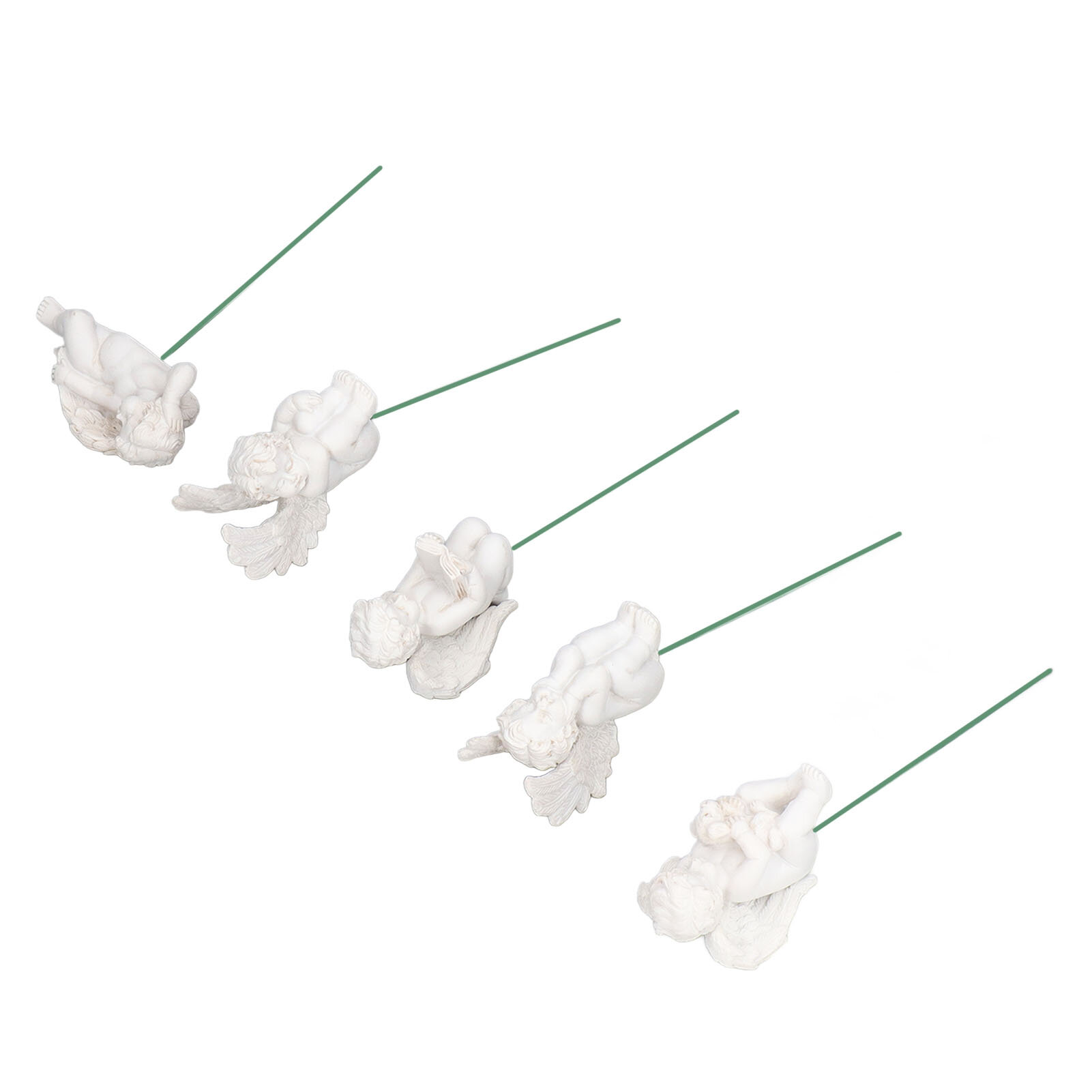 5 шт. фигурка Купидона на палочке, прочная смола, миниатюрный размер, широко используемая фигурка белого ангела для сада, заднего двора, земли