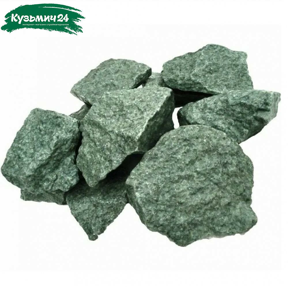 Камень Жадеит для создания тепла в бане, колотый, крупный, ведро 20 кг