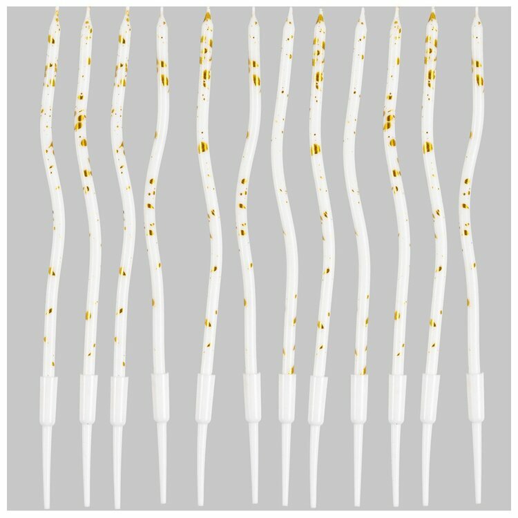 Свечи для торта Веселая затея волна белые искры с подставкой 13 см, 12 шт