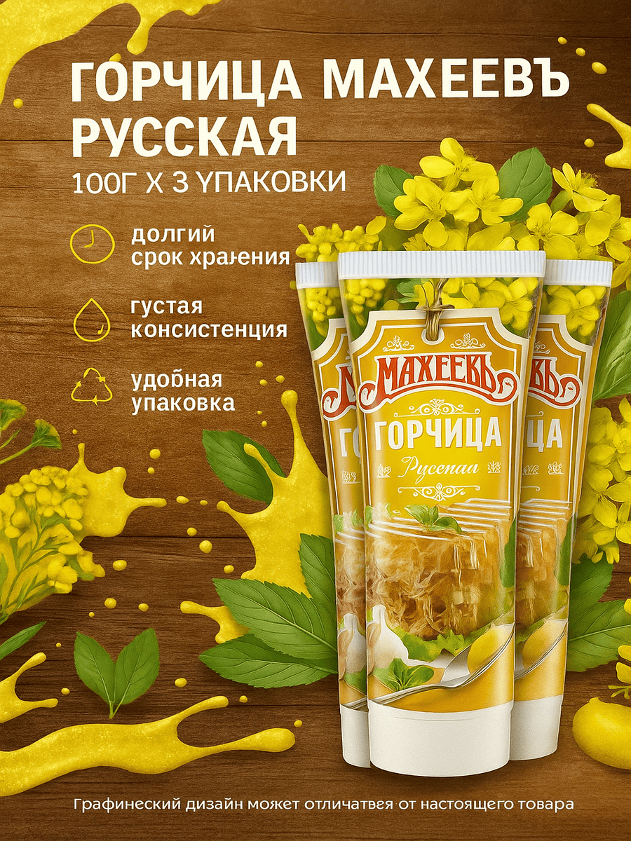 Горчица махеевъ Русская, 100г x 3 упаковки