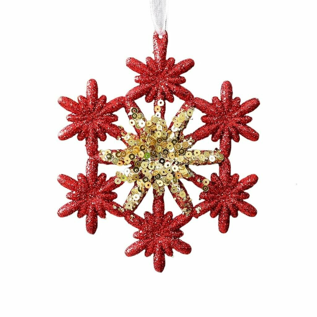 Рождественские украшения Подвеска в виде Снежинки из ПК, посыпанная блестками пудра Подвеска-Солнечная Гирлянда