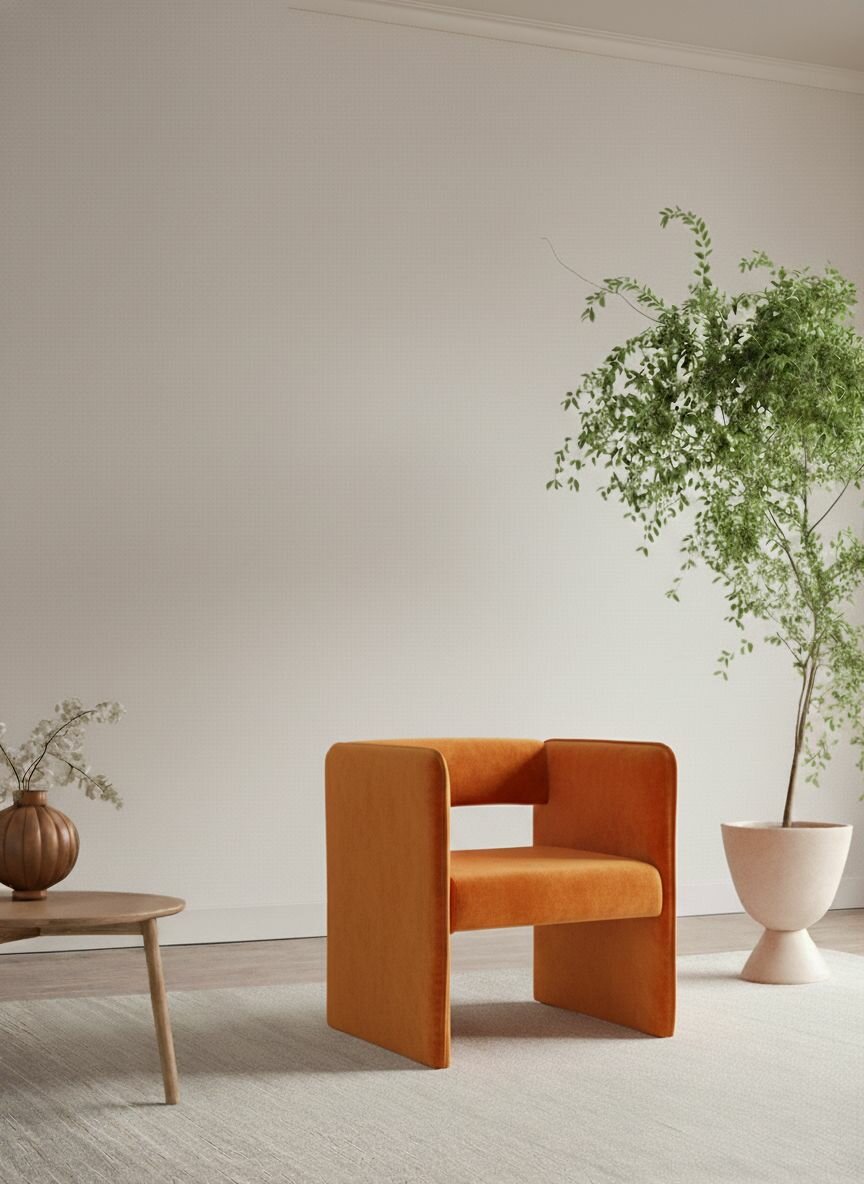 Кресло Меркурий с подлокотниками оранжевый велюр в офис, дом, салон красоты, прихожую, гостиную, в зону ожидания.