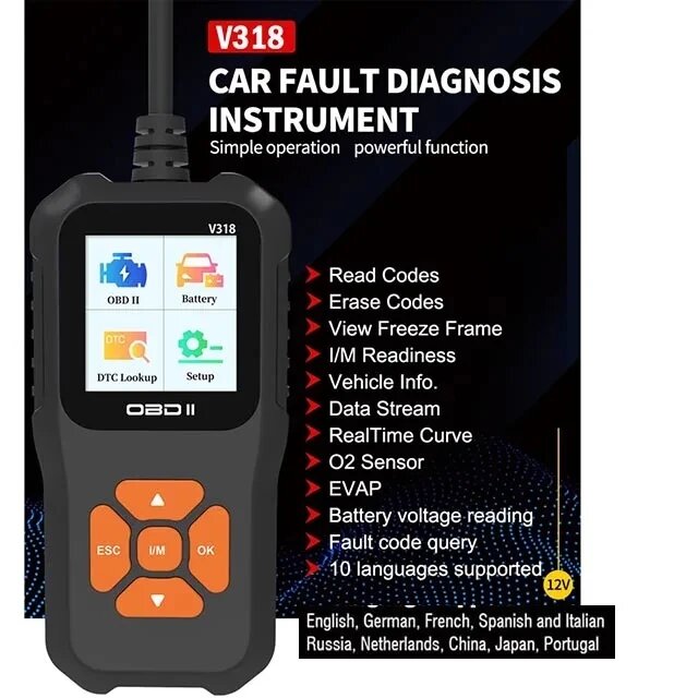 V318 Автосканер OBD2 для диагностики автомобиля