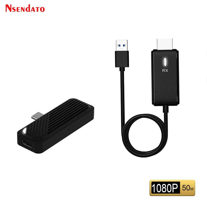 Беспроводной HDMI USB C видеопередатчик и удлинитель приемника Type-C HDMI TV Display Stick Dongle для проектора ТВ-камеры ПК