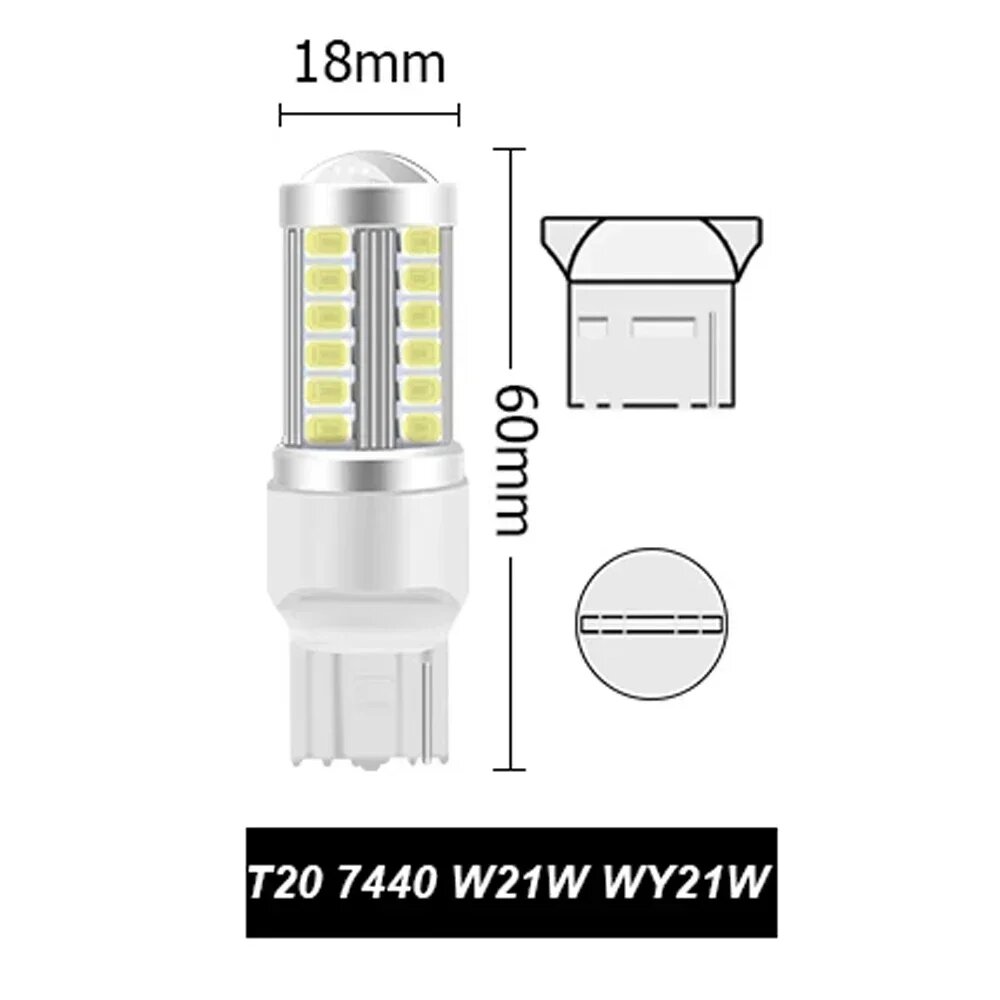 2 шт. 7440 7443 Светодиодные лампы заднего фонаря Тормозные супер яркие T20 W21W 7441 7444 1156 1157 T25 3157 Светодиодные стоп-сигналы заднего тормоза 7440 W21W WY21W T20, White