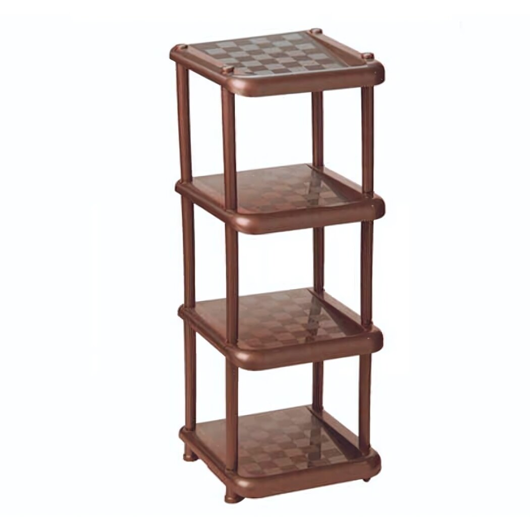 Полка малогабаритная для прихожей "универсал", 4 секции, пластик, коричневый, квадратные полки, отделка узор