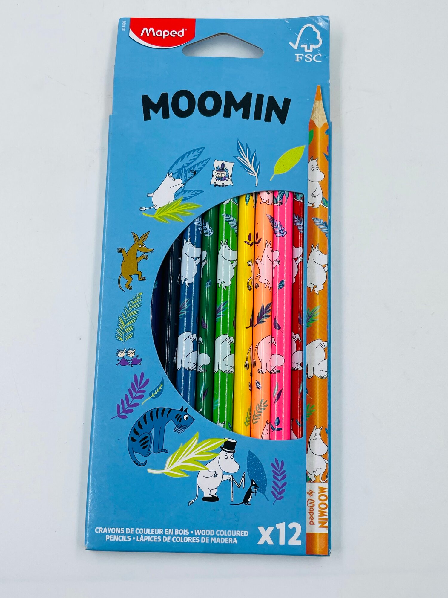 Цветные карандаши набор Moomin, дерево, 12 штук, для детей 3+