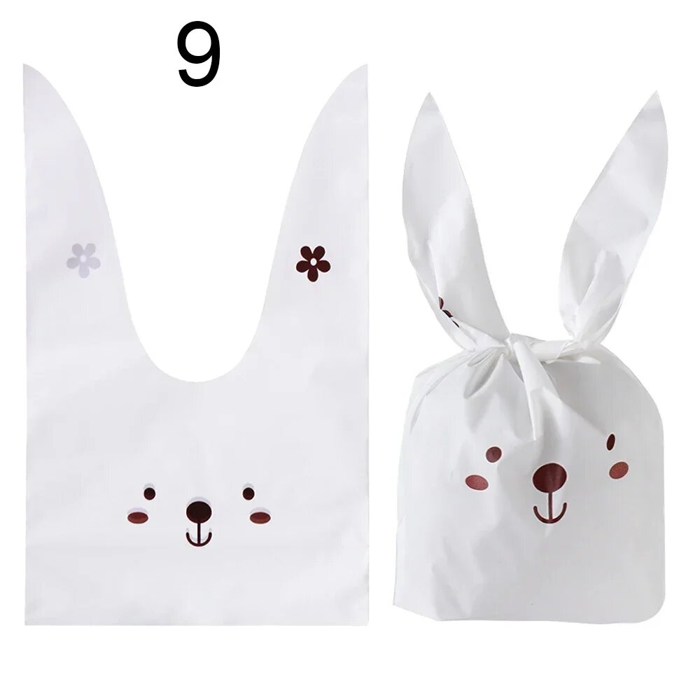 Мешочки для конфет с ушками кролика, пластиковые, 10 шт Белый, A-9
