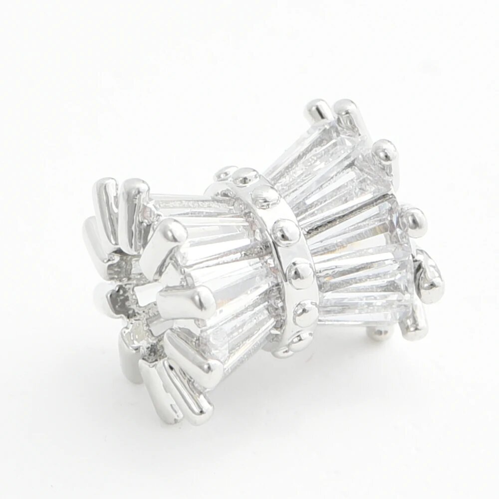 Бусины-разделители YANASI, Rhodium Plated, с цирконом, 2 шт.