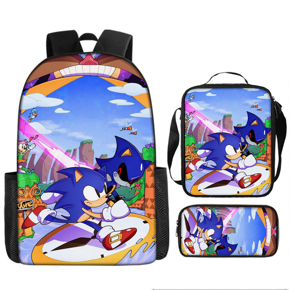 Специальная трансграничная поставка периферийных устройств аниме Sonic для мальчиков и девочек, милых мультяшных принтов, рюкзаков, сумок на плечо, пеналов.