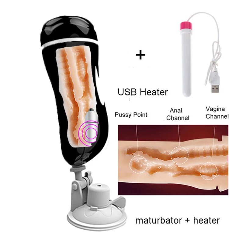 Двухканальная Вагина, анальная мастурбация, Минет, Вагина, настоящая Вагина, Vibrating Black Heat