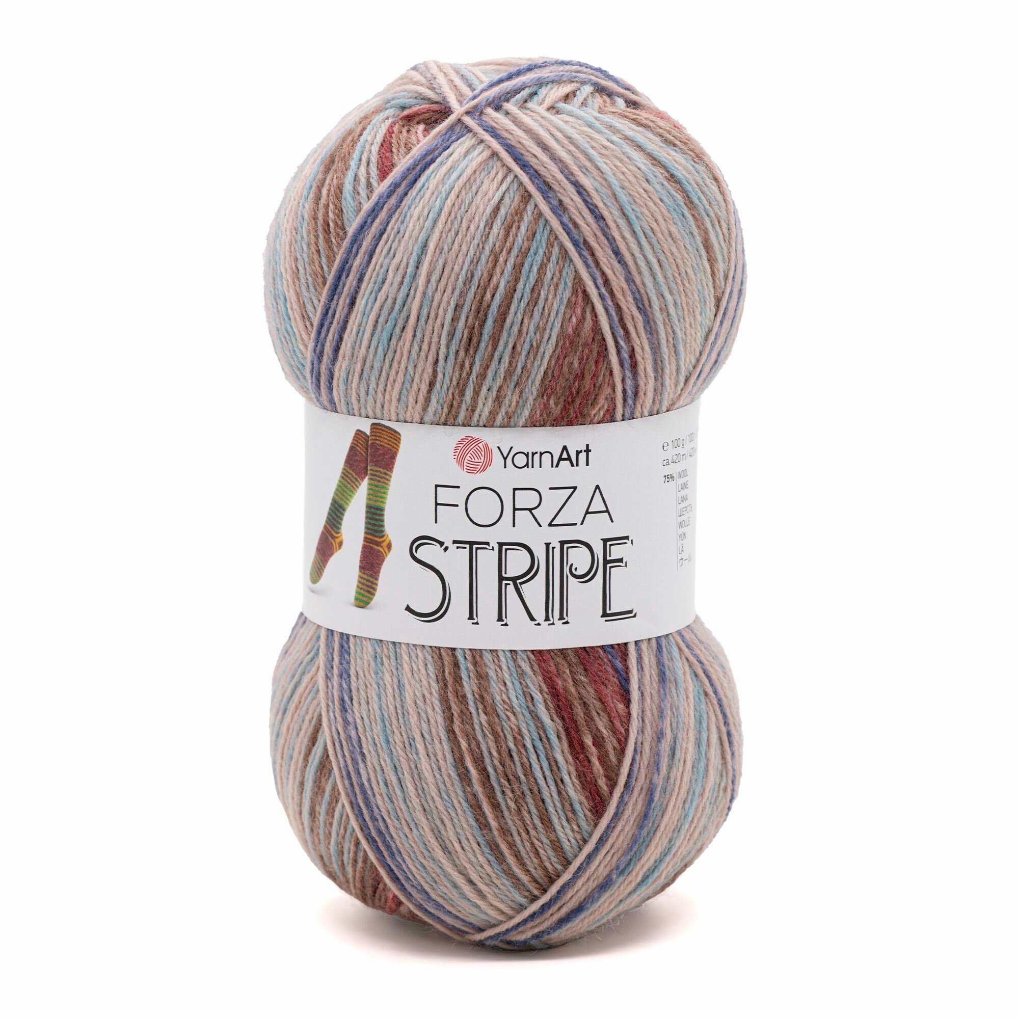 Пряжа YarnArt Forza Stripe 2806 (1 моток, 100г/420м)