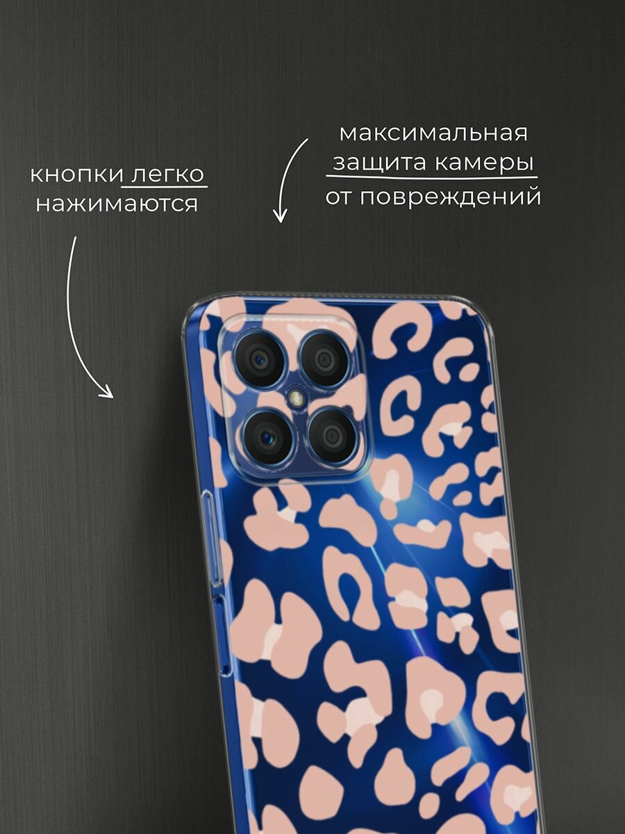 Чехол на Honor X8 / Хонор X8 с принтом Паттерн бежевый леопард, прозрачный — фото 1