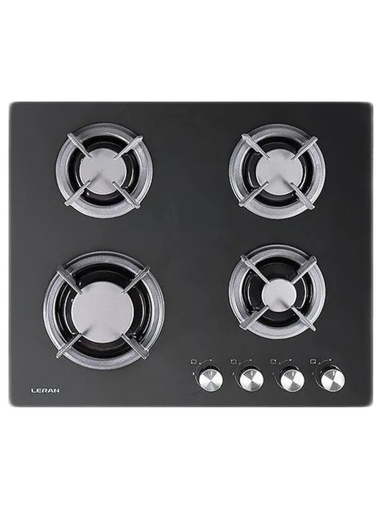 Варочная панель Leran Basic GH 64002, газовая, 4 конфорки, закаленное стекло, черная