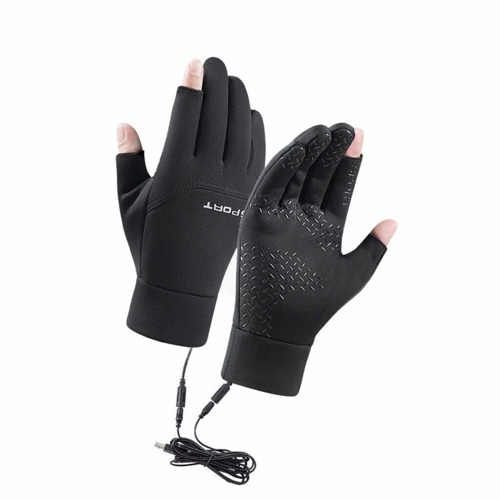 Мужские уличные теплые перчатки с подогревом, велосипедные для рыбалки подогревом-черный-XL