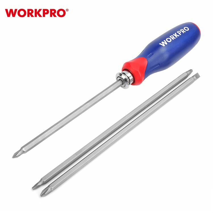 Отвертка со сменными наконечниками 6 в 1 телескопическая WORKPRO