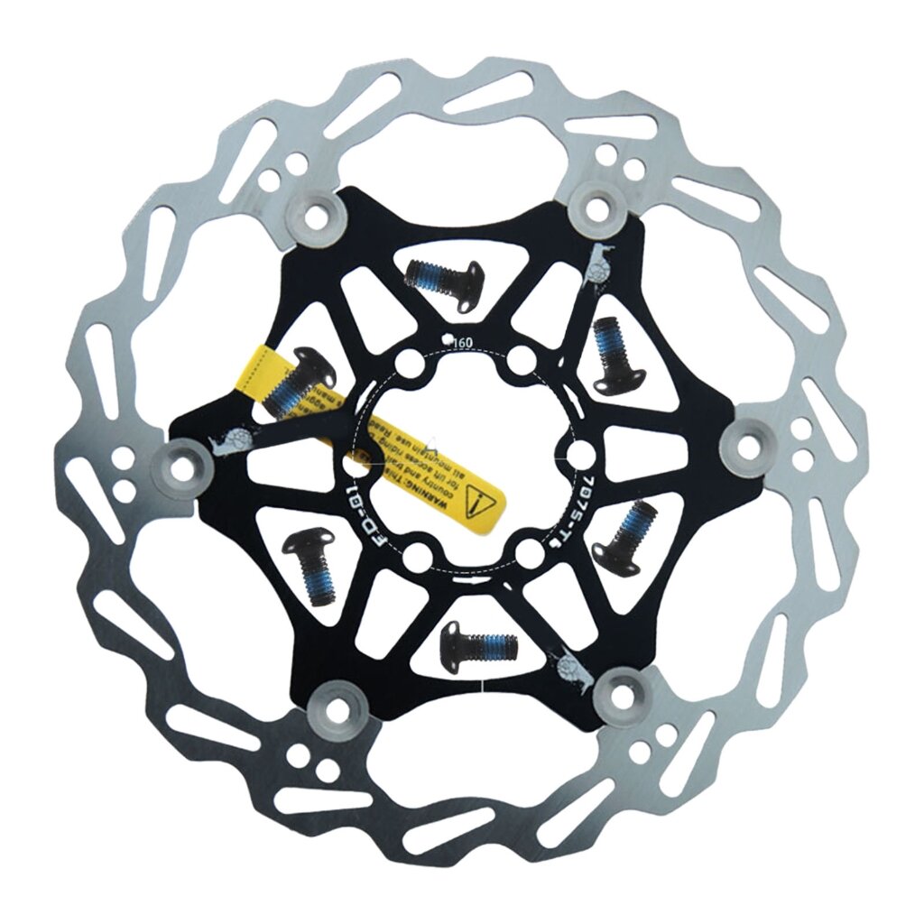 Охлаждающий плавающий дисковый тормозной диск для горного велосипеда-черный-160 мм