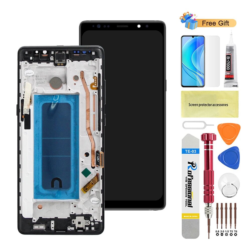 TFT note8 Экран для Samsung Note8 N950F N950U N950W N950FD ЖК-дисплей с цифровым преобразователем сенсорного экрана в сборе note 8, экран дисплея Black With Frame