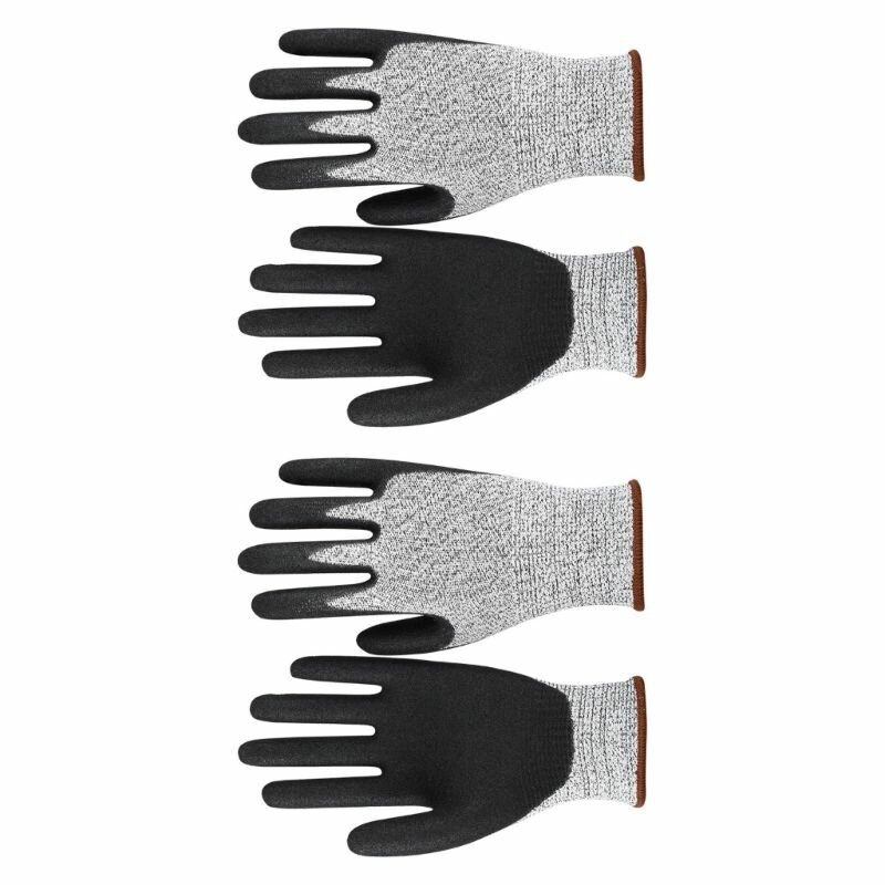 2 пары противорежущих, дышащих, износостойких, нескользящих рабочих перчаток HPPE класса 5 с пропиткой для ладоней-средний размер