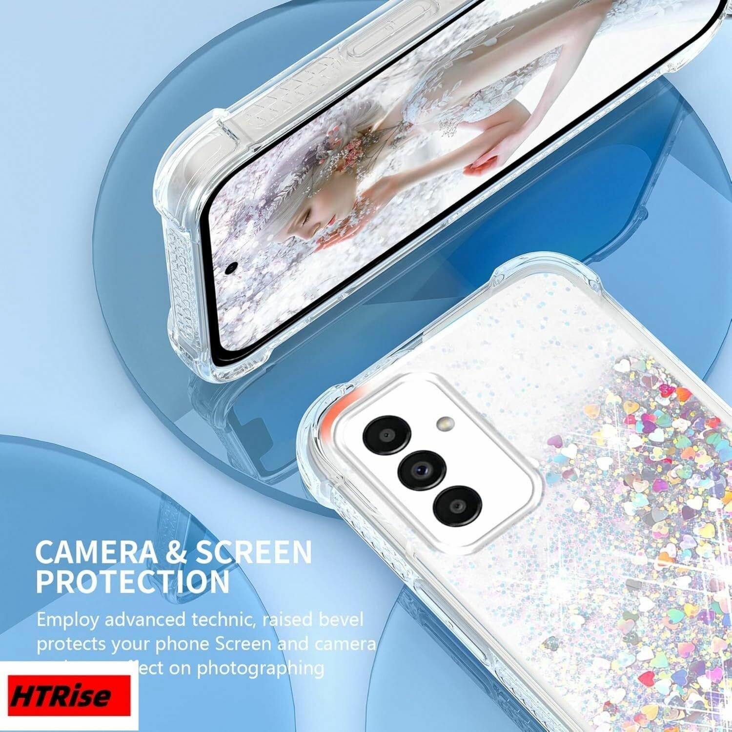 Чехол для Samsung Galaxy A16 (Самсунг Галакси А16) защитный, Регулируемый ремешок, прозрачный силиконовый блестящий противоударный чехол с цепочкой для шеи для девочек.