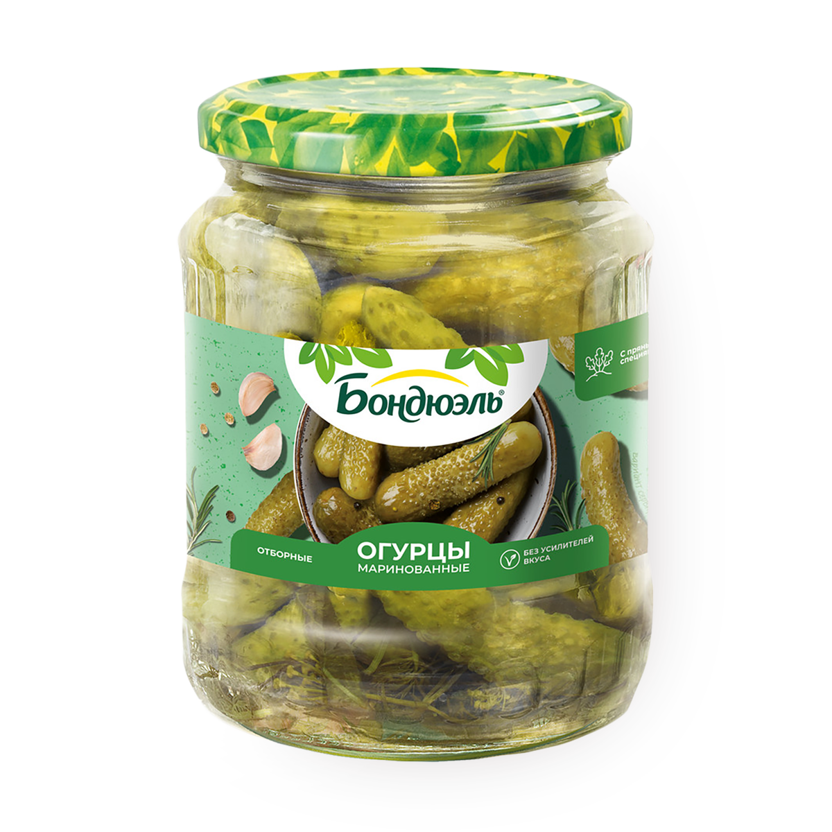 Огурцы маринованные Bonduelle "Expert", в маринаде, в стеклянной банке, 680 г